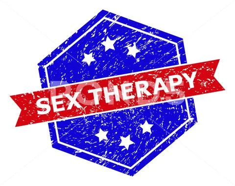 Hexagon Bicolor SEX THERAPY Rubber Stamp with Rubber Texture: Graphic #153944421