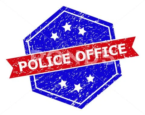 Hexagonal Bicolor POLICE OFFICE Rubber Stamp with Rubber Texture ...