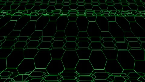 hexagonal grid net waving field landscap... | Stock Video | Pond5
