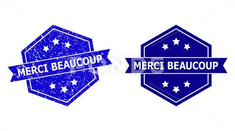Hexagonal MERCI BEAUCOUP Stamp Seal with Unclean Style and Clean ...
