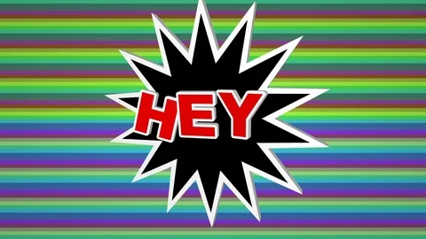 Hey comic pop art text against colorful ... | Stock Video | Pond5
