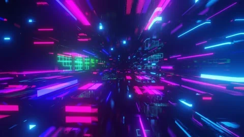 Hi-tech neon sci-fi tunel. Trendy neon g... | Stock Video | Pond5