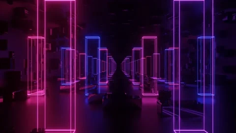 Hi-tech neon sci-fi tunel. Trendy neon g... | Stock Video | Pond5