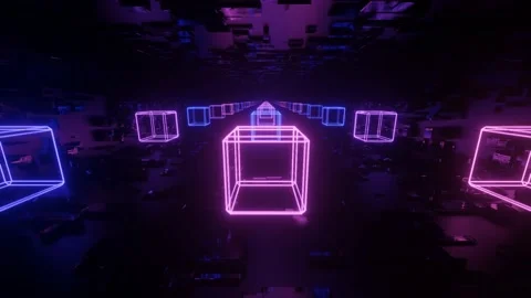 Hi-tech neon sci-fi tunel. Trendy neon g... | Stock Video | Pond5