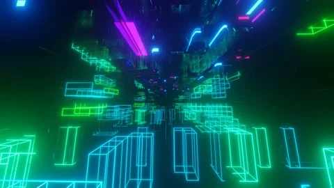 Hi-tech neon sci-fi tunel. Trendy neon g... | Stock Video | Pond5
