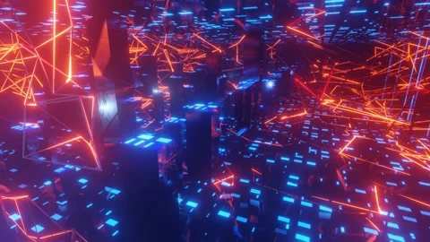 Hi-tech neon sci-fi tunel. Trendy neon g... | Stock Video | Pond5
