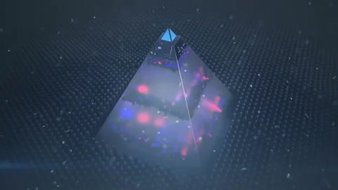 Hi-tech pyramid and scanning of waveform... | Stock Video | Pond5