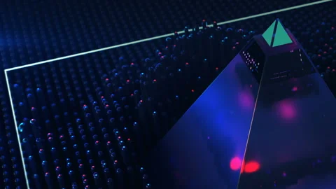 Hi-tech pyramid and scanning of waveform... | Stock Video | Pond5