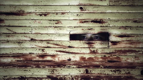 Hidden Man Behind Wall Scared Eyes In Ho... | Stock Video | Pond5