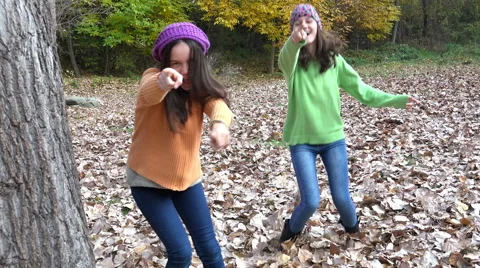 Hide and Seek Girls Playing in Park Hidi... | Stock Video | Pond5
