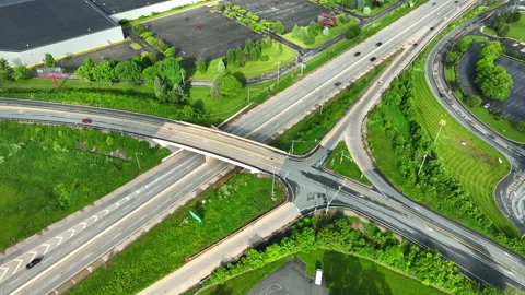High aerial, top down view of highway in... | Stock Video | Pond5