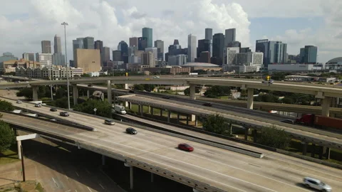 High-Angle Houston Texas Highway with Do... | Stock Video | Pond5