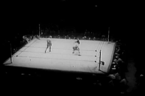 High angle shot of 1930s boxing match, ... | Stock Video | Pond5