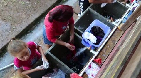 High Angle of Woman/Girl Handwashing Clo... | Stock Video | Pond5