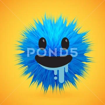 High-detailed 3D fur smiley emoticon, vector illustration: Royalty Free ...