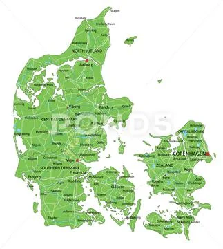 High detailed Denmark physical map with labeling.: Royalty Free #154292026