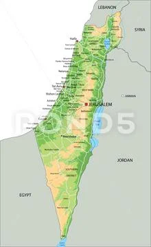 High detailed Israel physical map with labeling.: Graphic #154395733