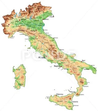 High detailed Italy physical map with labeling.: Royalty Free #154396950