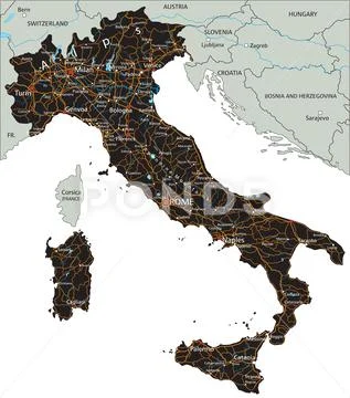 High detailed Italy road map with labeling.: Royalty Free #154396986