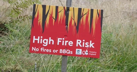 A high fire risk sign in Dale Park in Gr... | Stock Video | Pond5