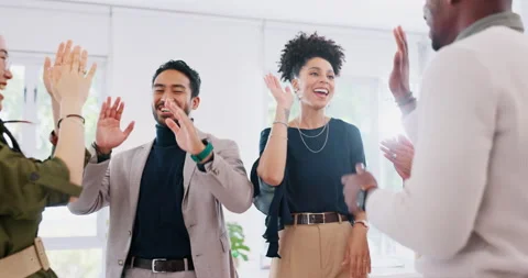 High five, celebration and team clapping... | Stock Video | Pond5