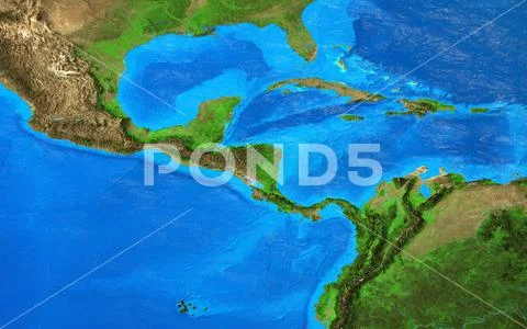 High resolution physical map of Central America and the Caribbean ...