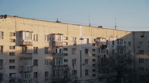 High-rise building in partial shade and ... | Stock Video | Pond5