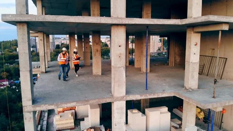 High-rise building in progress with arch... | Stock Video | Pond5