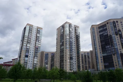 high-rise buildings on the background of... | Stock Video | Pond5
