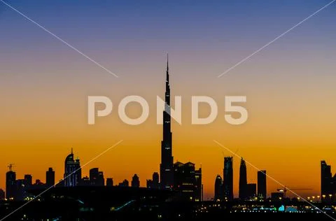 High rise buildings in Dubai, UAE. Burj Khalifa, the tallest building ...