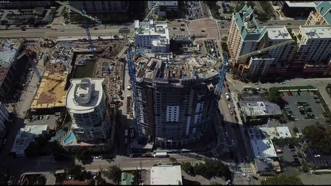 A high rise construction project with tw... | Stock Video | Pond5