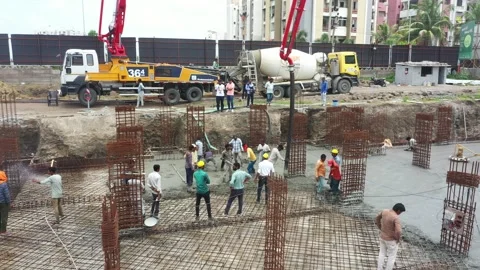 High-rise progress: Concrete filling on ... | Stock Video | Pond5