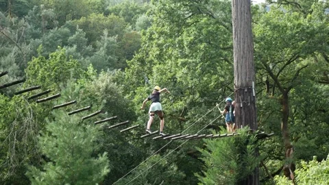High-Ropes Course In An Adventure Park | Stock Video | Pond5