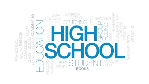 High school animated word cloud, text de... | Stock Video | Pond5