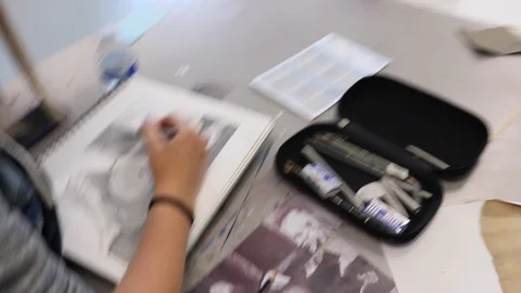 High School Art Class - Pencil Drawing i... | Stock Video | Pond5