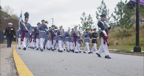 High school ROTC band marches in Georgia... | Stock Video | Pond5