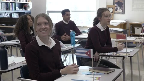 High school students at desks in civics ... | Stock Video | Pond5