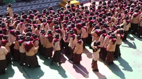 High school students line up in the scho... | Stock Video | Pond5