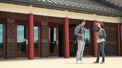 High school students outside school buil... | Stock Video | Pond5