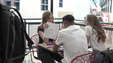 High school students talking at table | Stock Video | Pond5