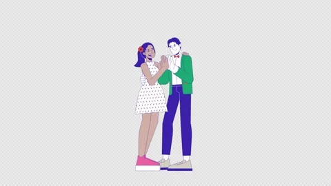 High school sweethearts dancing 2D chara... | Stock Video | Pond5