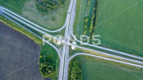 High-speed highway interchange from a bird's-eye view Stock Photo ...
