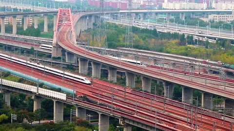 High Speed Rail Line Video Bullet Train | Stock Video | Pond5