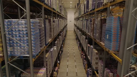 High stacks of inventory in storage stac... | Stock Video | Pond5