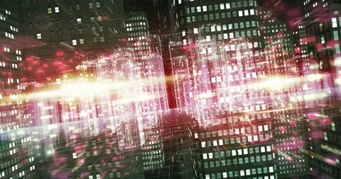 High tech smart city futuristic aerial c... | Stock Video | Pond5