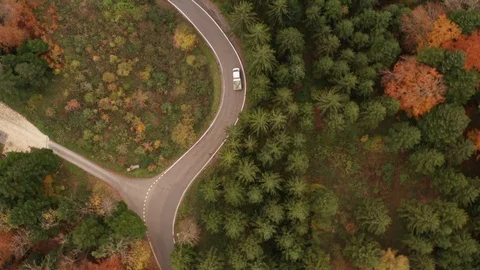 High top down aerial of car driving over... | Stock Video | Pond5