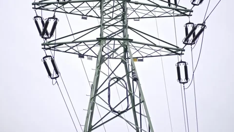 High Voltage Electric Power Grid Poles w... | Stock Video | Pond5