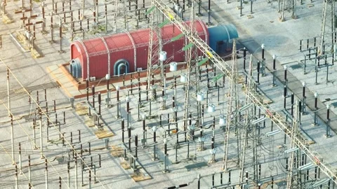 A High voltage substations by aerial vie... | Stock Video | Pond5