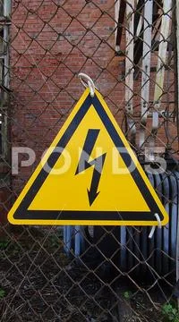 High voltage warning sign on high voltage substation ~ Premium Photo ...