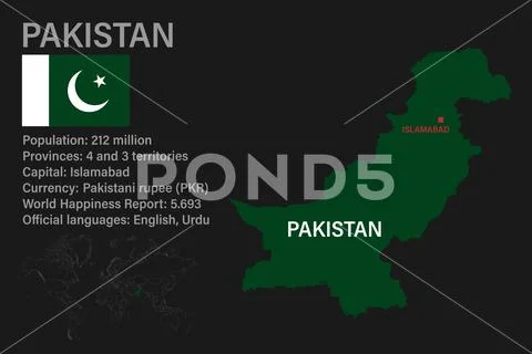 Highly detailed Pakistan map with flag, capital and small map of the ...